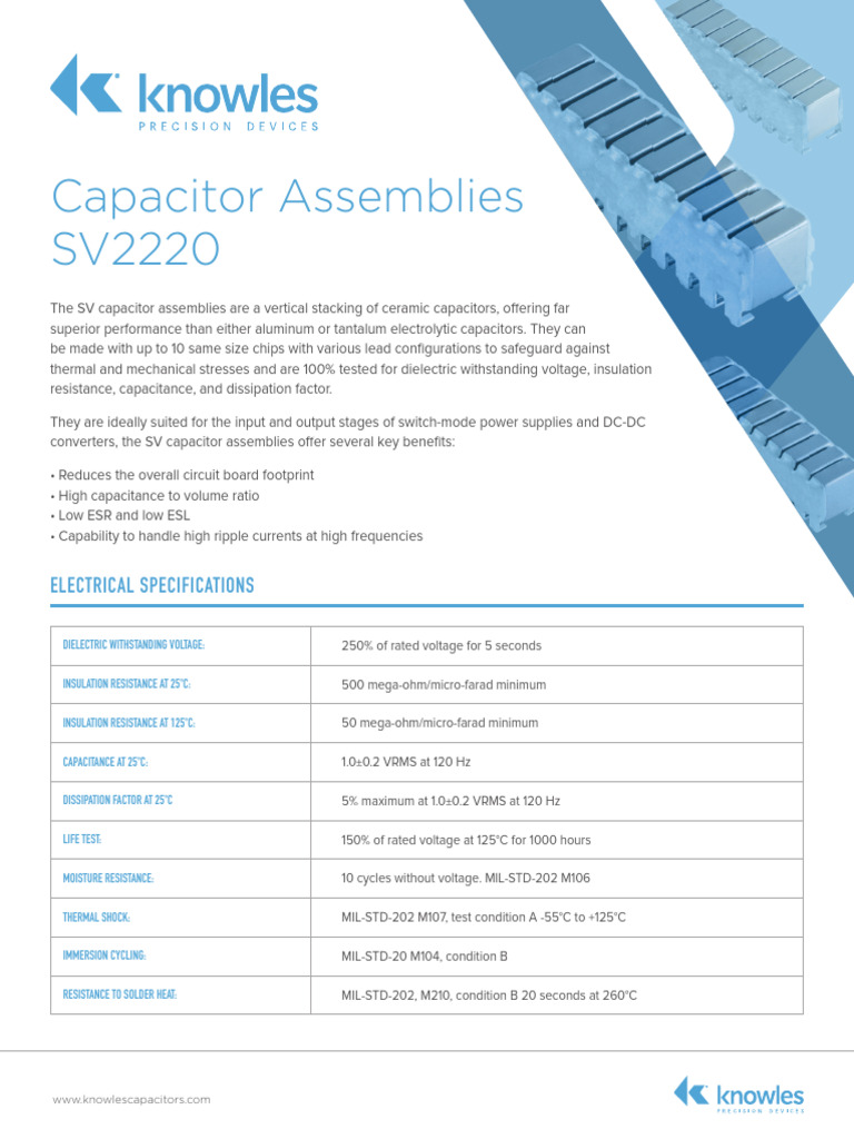 SV2220 Capacitor Assemblies Datasheet 1888122 | PDF | Capacitor ...