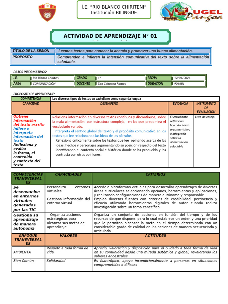 1 Actividad de Aprendizaje | PDF | Maestros | Aprendizaje