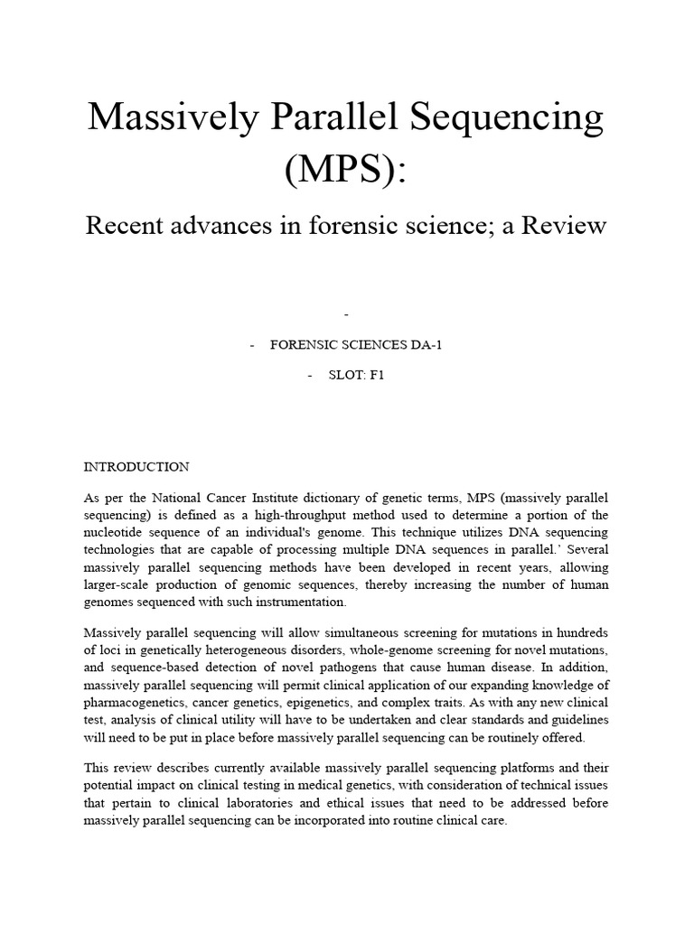 Massively Parallel Sequencing (MPS) | PDF