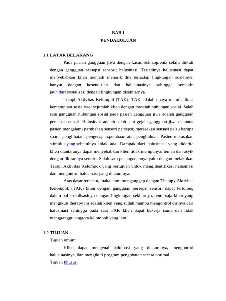 Proposal Tak Halusinasi Kel.1 | PDF