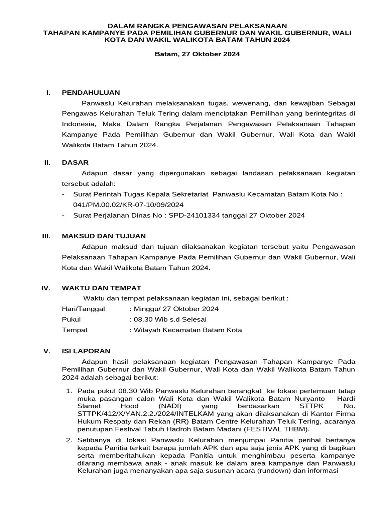 Laporan Perjalanan Dinas 27 Okt | PDF