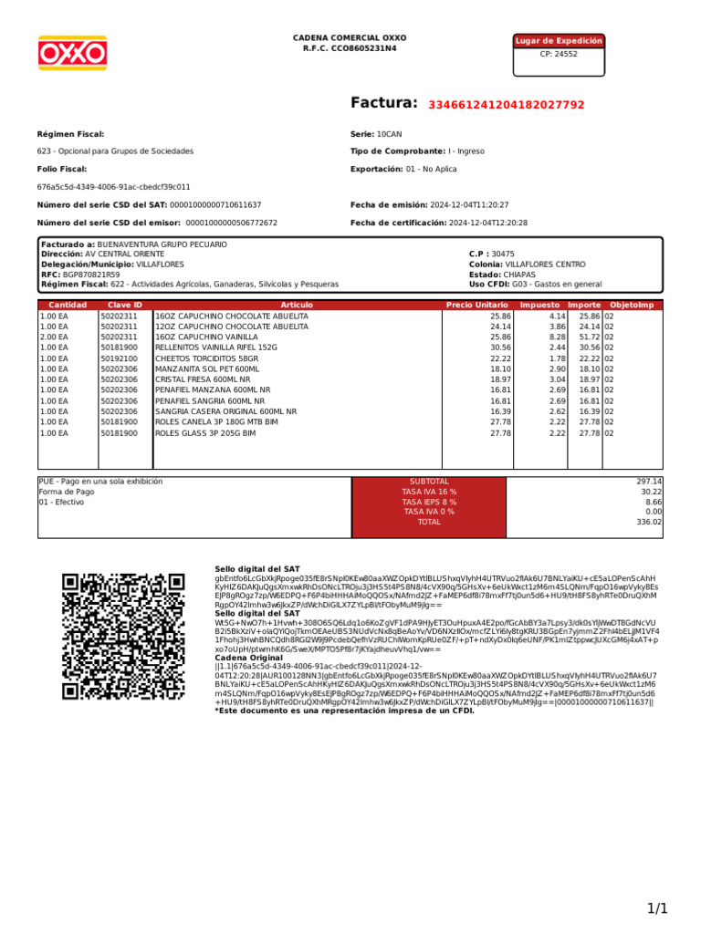 Factura CFDI OXXO - Detalles de Compra | PDF | Documentos empresariales ...