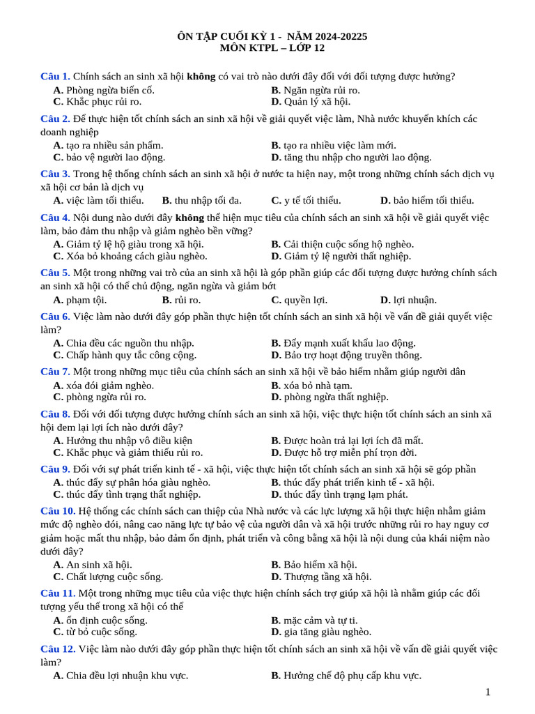 Ôn tập-CK1-KTPL-K12-2024-2025 | PDF