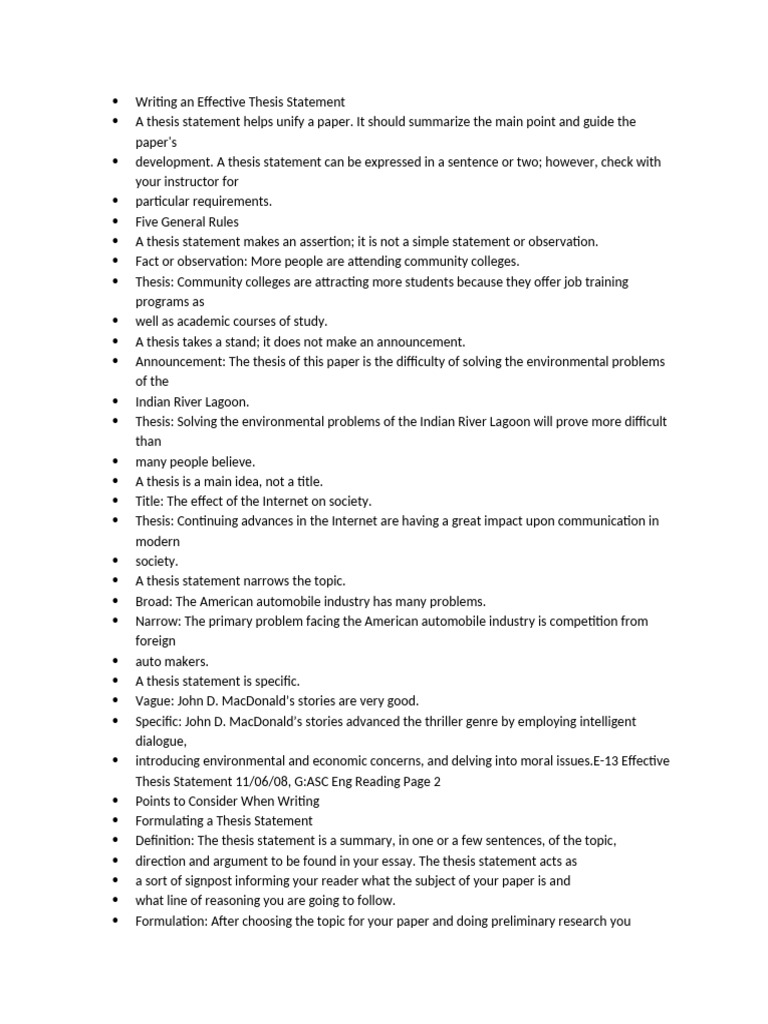 Writing An Effective Thesis Statement | PDF | Thesis | Essays