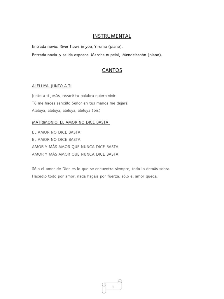 CANTOS BODA (Retocado) | PDF | Amor