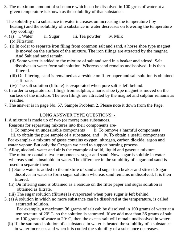 Class VI Science NOtes | PDF | Solubility | Chemical Substances