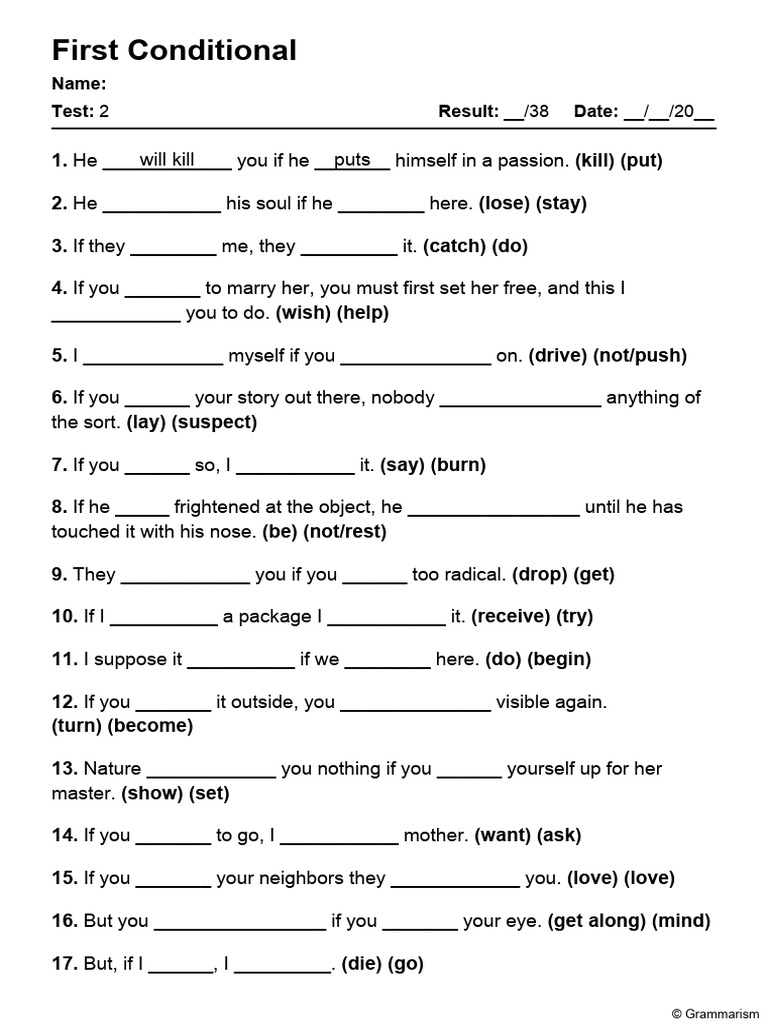 Grammarism First Conditional Test 2 1487432 | PDF