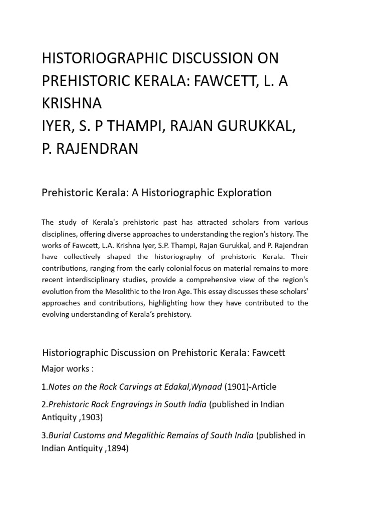 Historiographic Discussion On Prehistoric Kerala | PDF | Archaeology ...