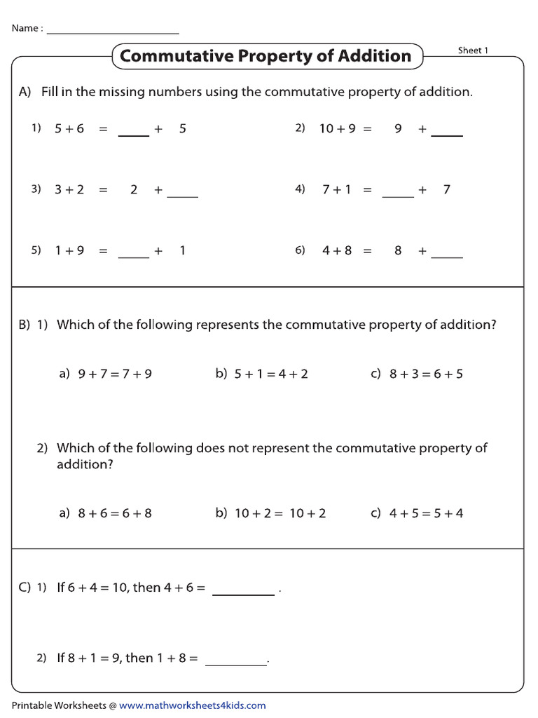 Commutative Property Within 20 1 | PDF