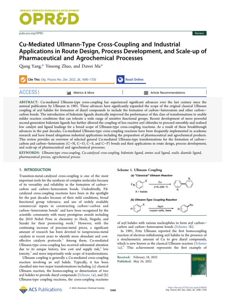Cu-Mediated Ullmann Cross-Coupling Advances | PDF | Amine | Chemical ...