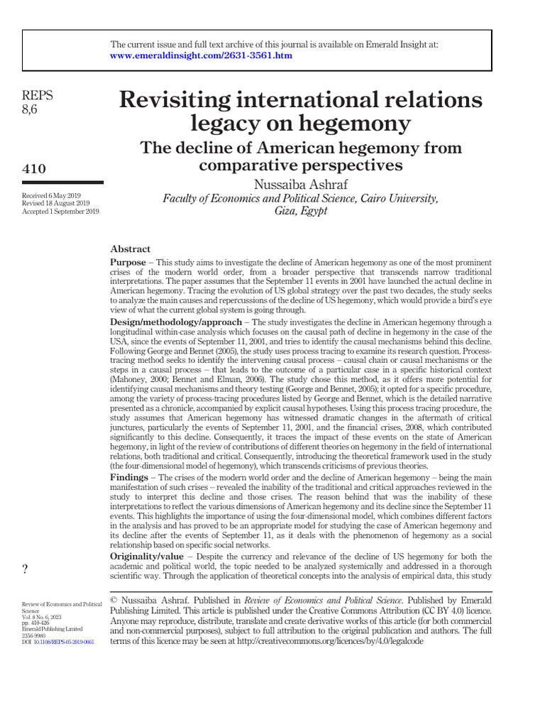 Revisiting International Relations Declining Us Hegemony | PDF ...