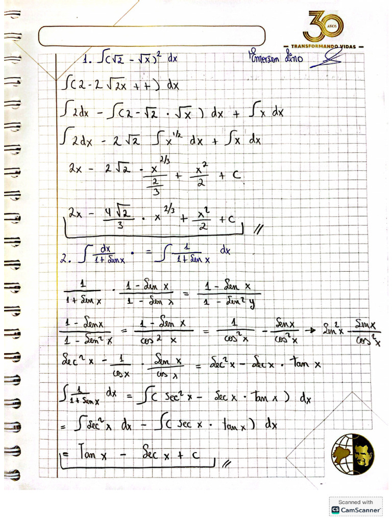Integrales Actividad Emerson Lino | PDF