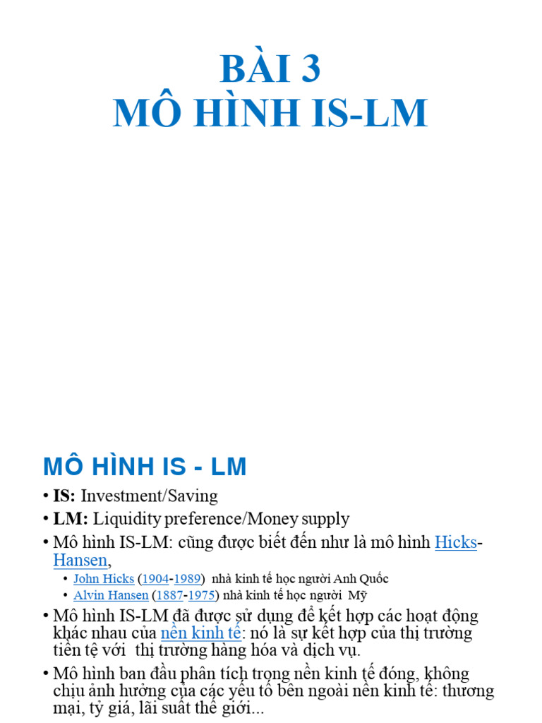 Bai 3 - Mo hinh IS-LM | PDF