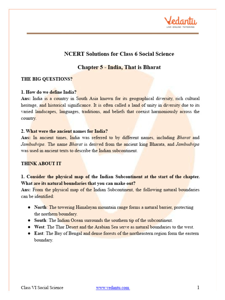 Ncert Solutions Class 6 Social Science Chapter 5 | PDF