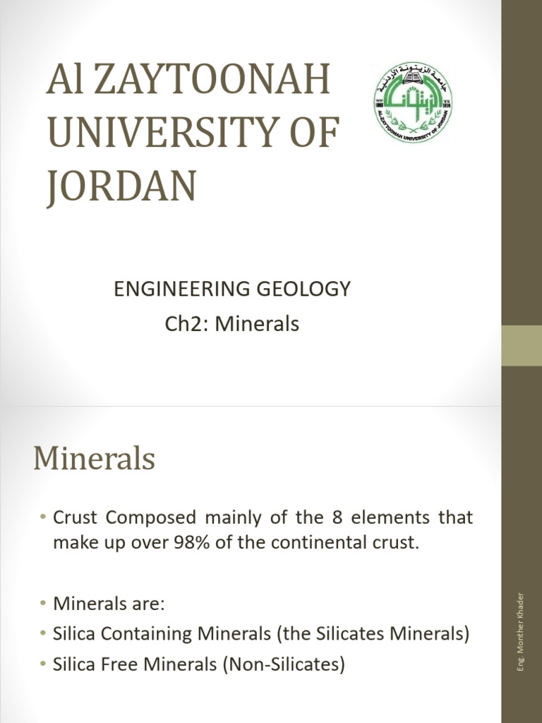 Engineering Geology: Minerals Overview | PDF | Rock (Geology) | Minerals