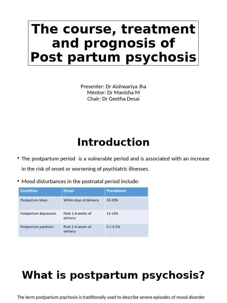 The course, treatment and prognosis of postpartum psychosis | PDF ...