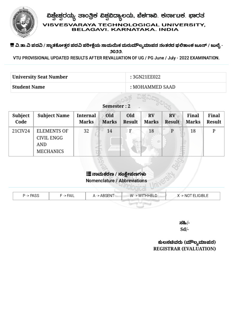 VTU Updated Results After Revaluation 2024 | PDF