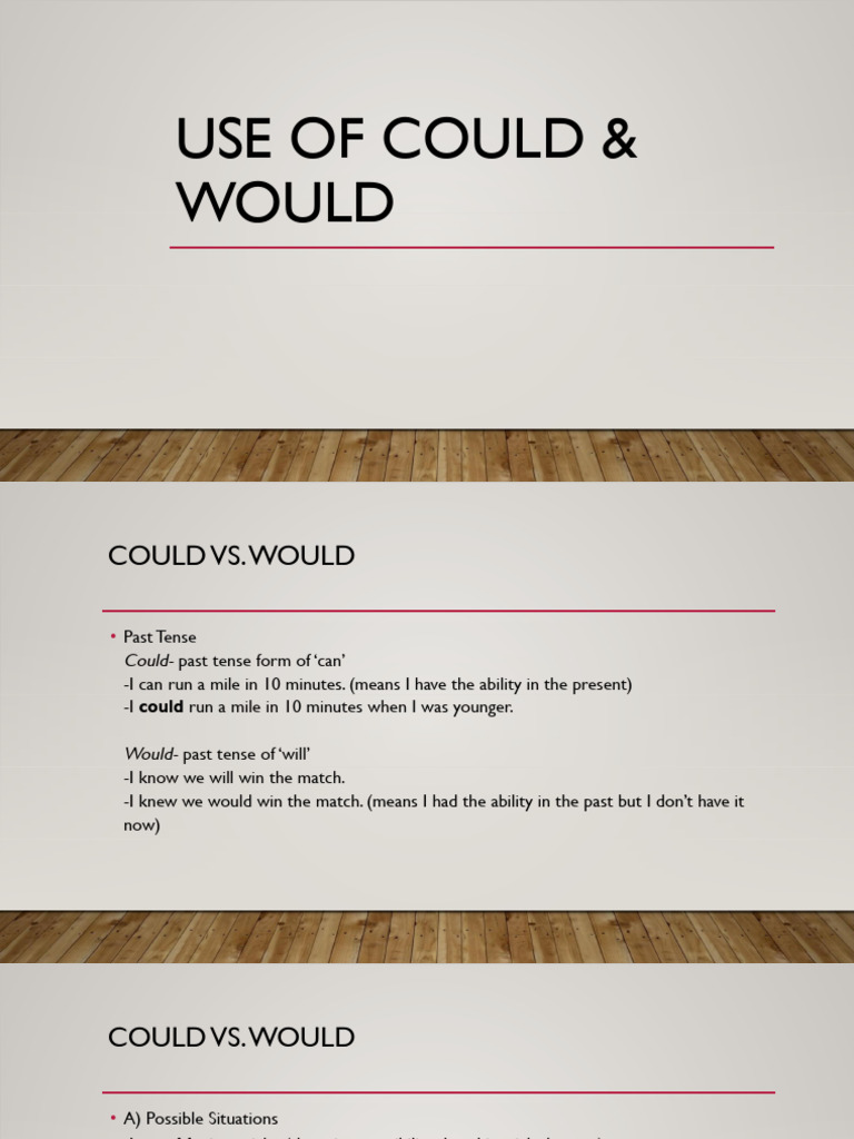 Use of Could & Would | PDF | Linguistics