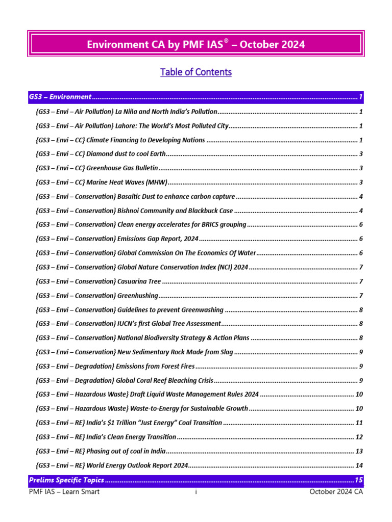 PMFIAS-CA-Envi-Monthly-2024-10 | PDF | Particulates | Climate Change