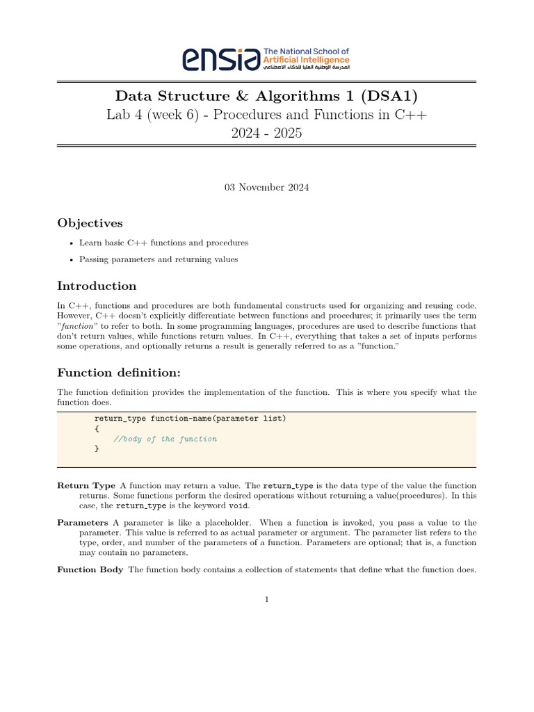 lab4_week6 | PDF | Parameter (Computer Programming) | C++