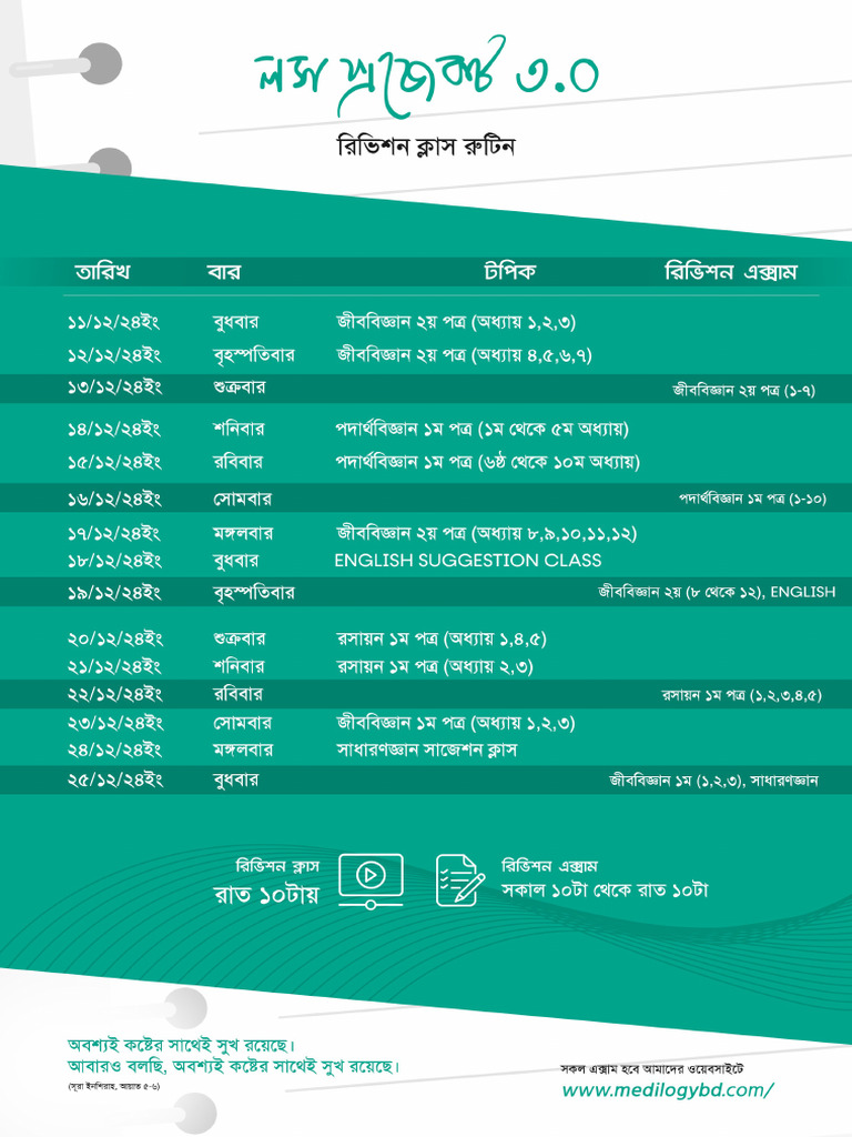 Revision Class Routine | PDF