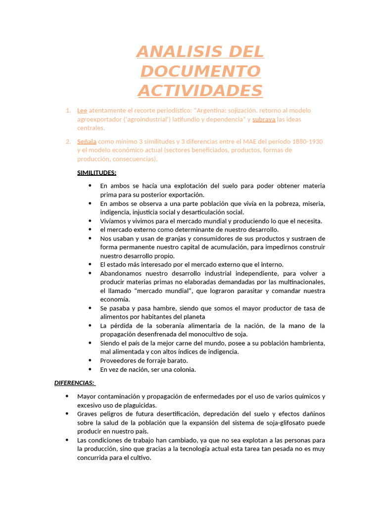 ANALISIS DEL DOCUMENTO historia | PDF | Estado (política) | Agricultura