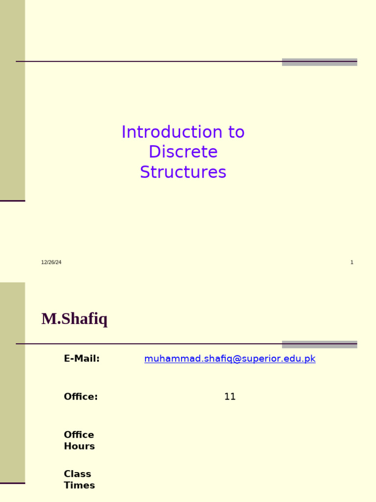 Introduction to Discrete Structures | PDF | Discrete Mathematics | Formalism (Deductive)