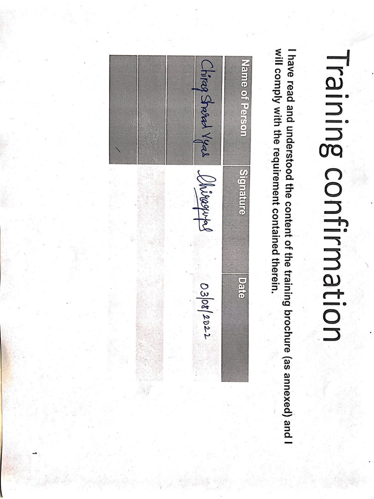 training confirmation | PDF