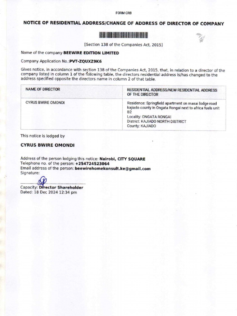 Form CR8 - 0001 | PDF