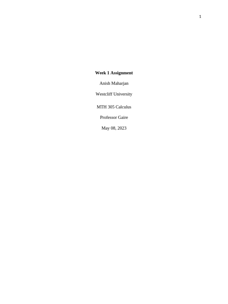 Week 1 Calculus Assignment Solutions | PDF