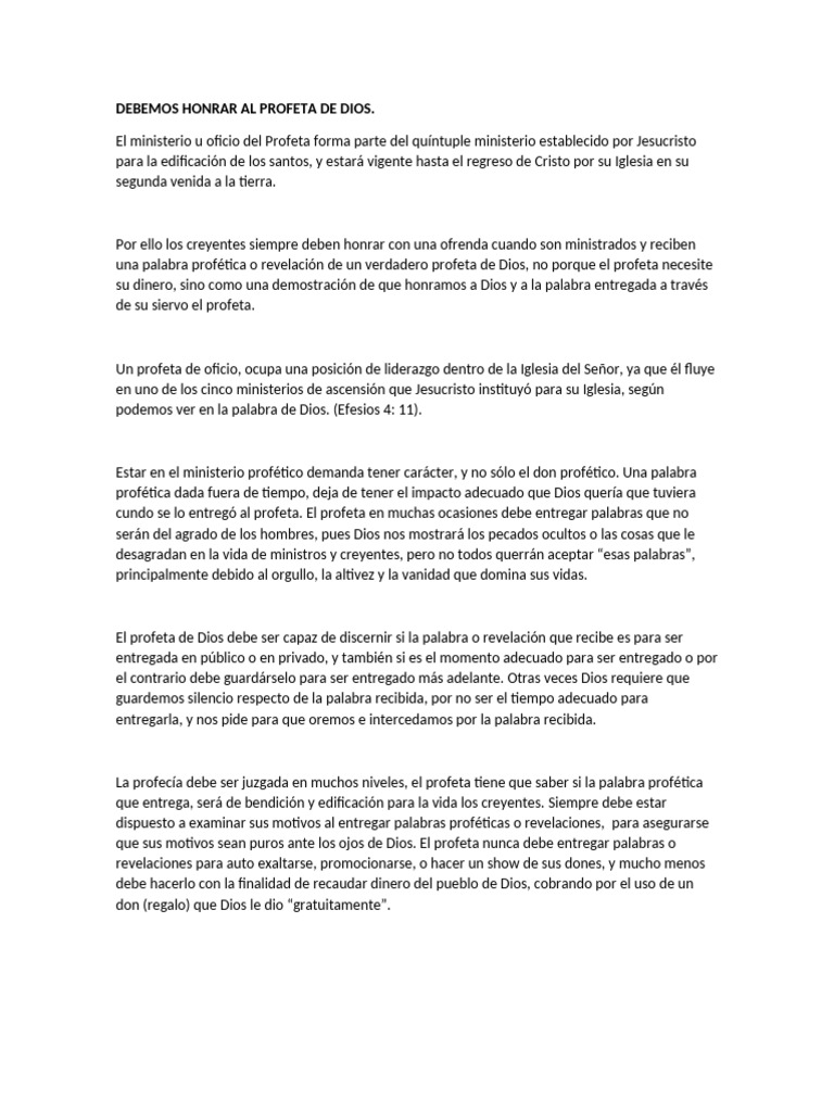 Debemos Honrar Al Profeta de Dios | PDF | Profeta | Dios