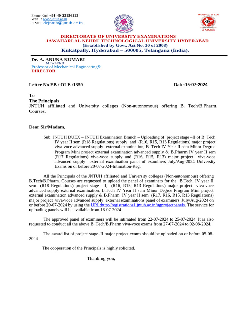 De-240715-174441-BTech BPharm 4 2 Uploading of Project Viva Voce Adv Sup July Aug 2024 | PDF