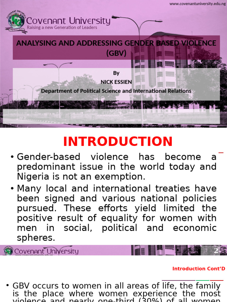 Analysing and Addressing Gender Based Violence (GBV) | PDF | Violence | Domestic Violence