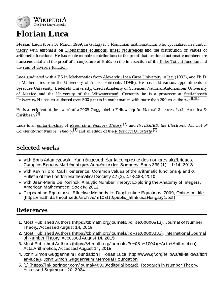 Florian_Luca | PDF | Mathematics | Number Theory