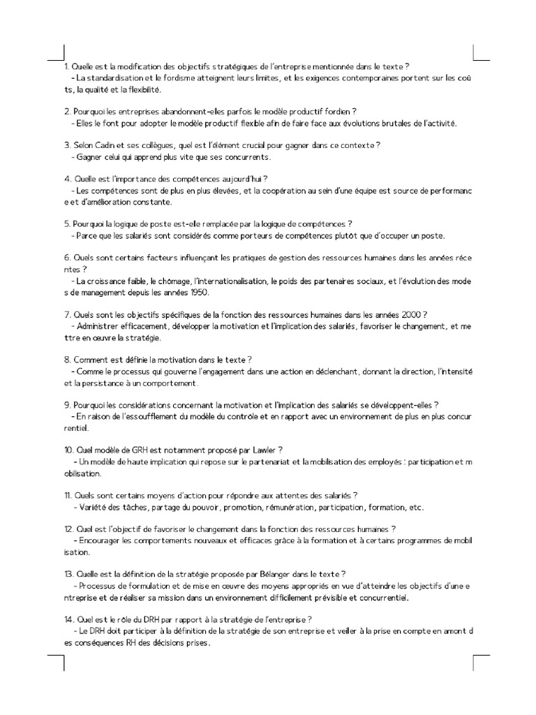 Questionnaire GRH - Phoenix | PDF