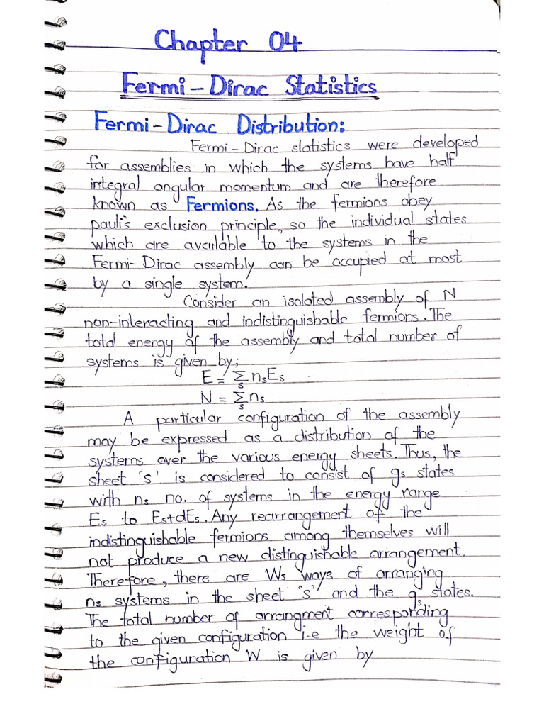 Statistical Fermi Dirac Fullchap | PDF