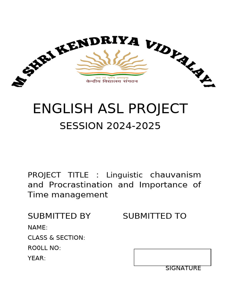 English Asl Project: SESSION 2024-2025 | PDF