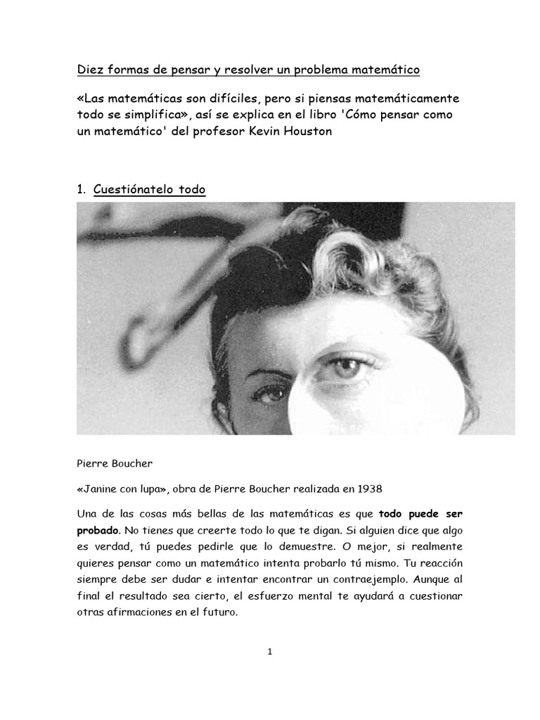 Diez estrategias para pensar matemáticamente | PDF | Teorema | Matemáticas