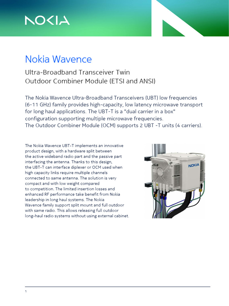 Nokia Wavence Datasheet Ultra Broadband Transceiver Twin I Outdoor ...