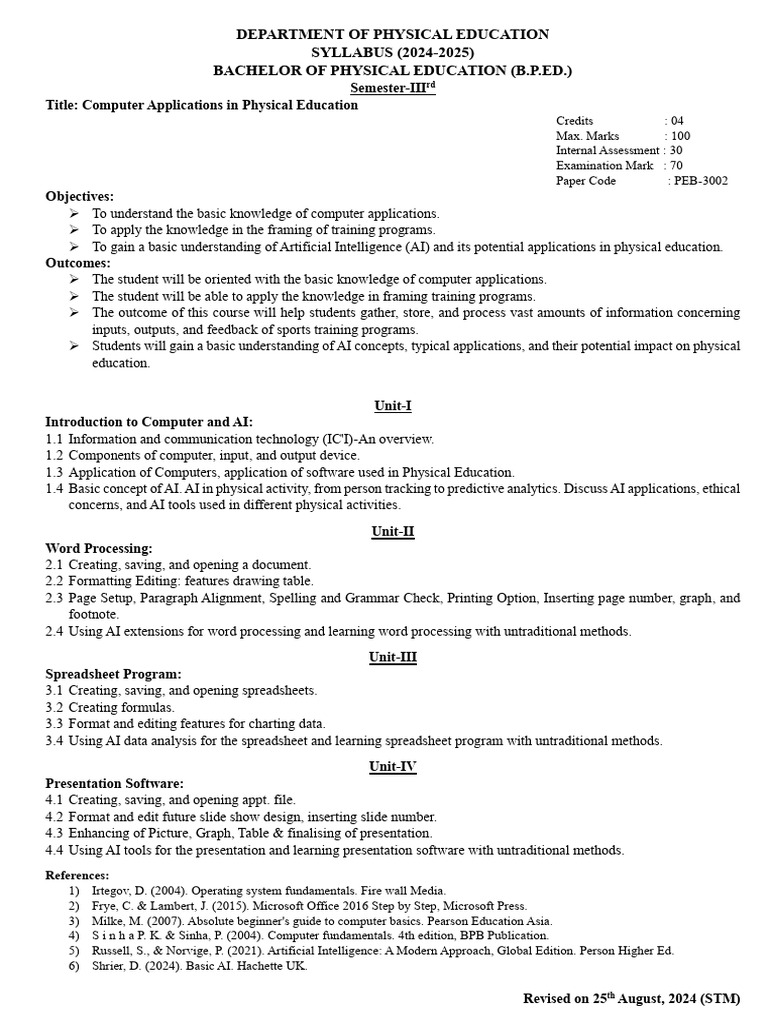 Computer Applications in PE Syllabus | PDF | Artificial Intelligence ...