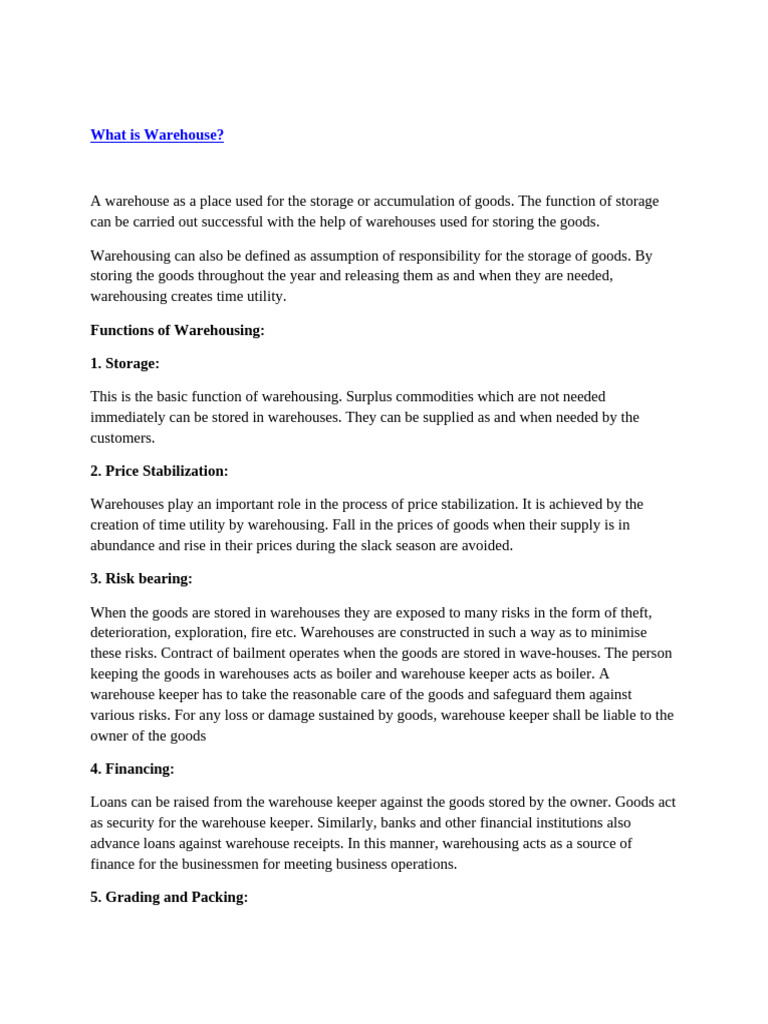 Warehouse note | PDF | Warehouse | Goods