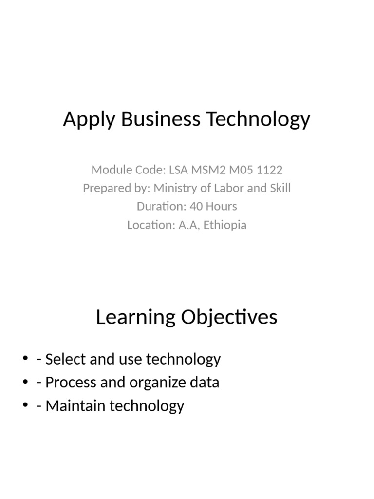 Apply Business Technology Module | PDF