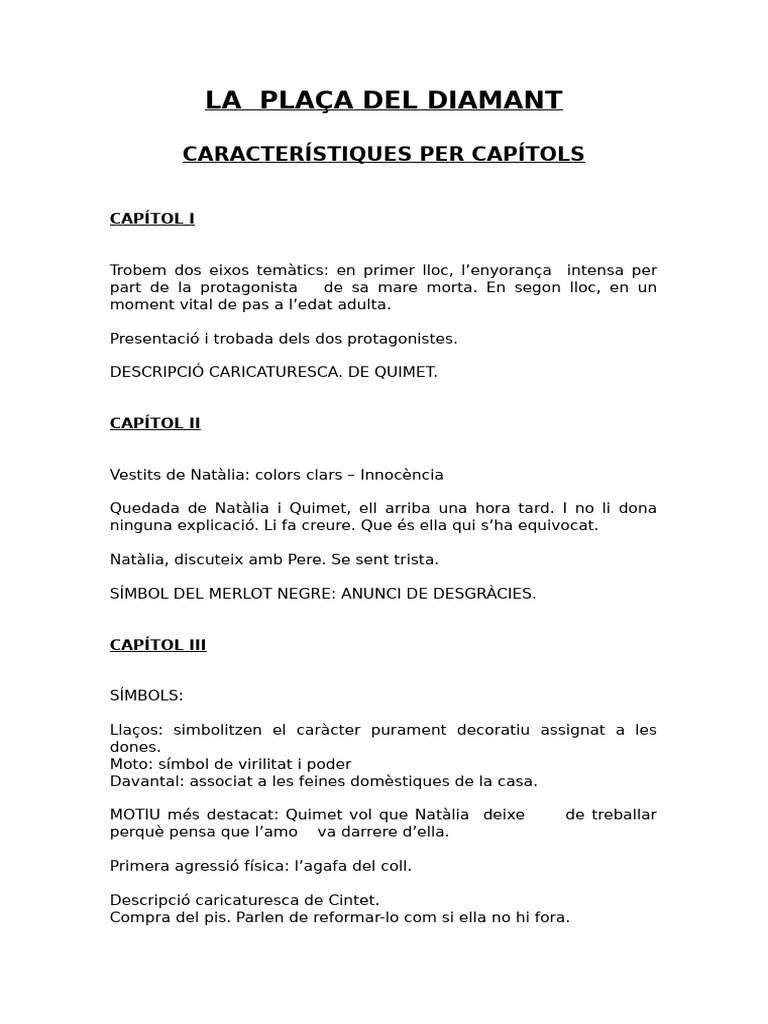 La Plaça Del Diamant - Capítols | PDF