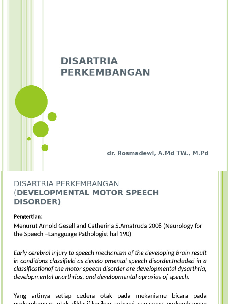 DISARTRIA PERKEMBANGAN | PDF