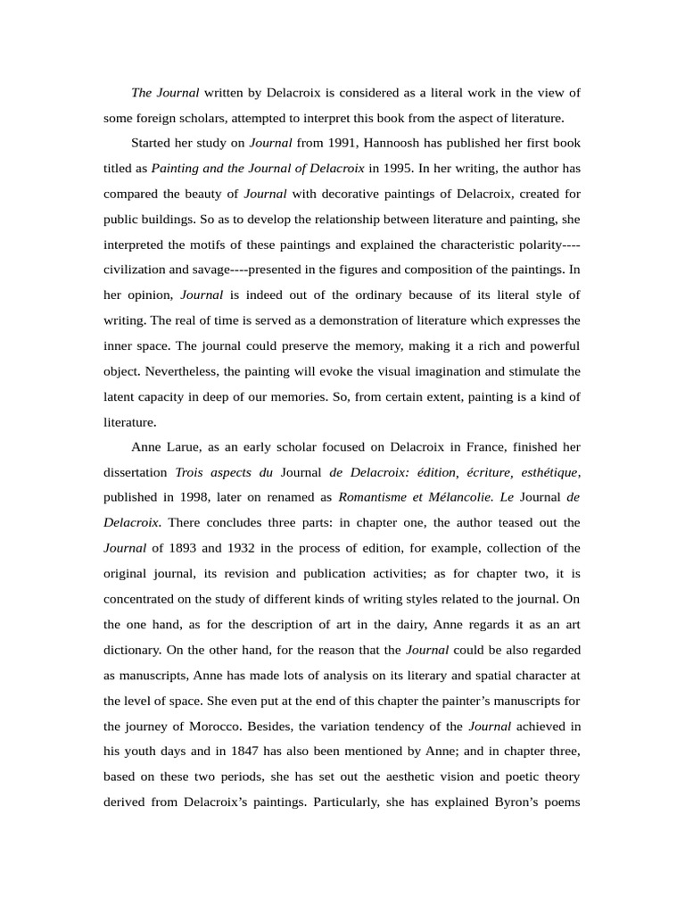 Annotation of The Journal Written by Delacroix | PDF | Paintings | The Arts