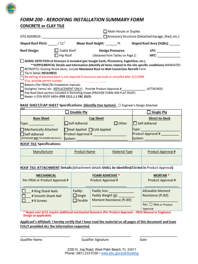 Reroofing Form 200 Concrete or Clay Tile | PDF | Roof | Building