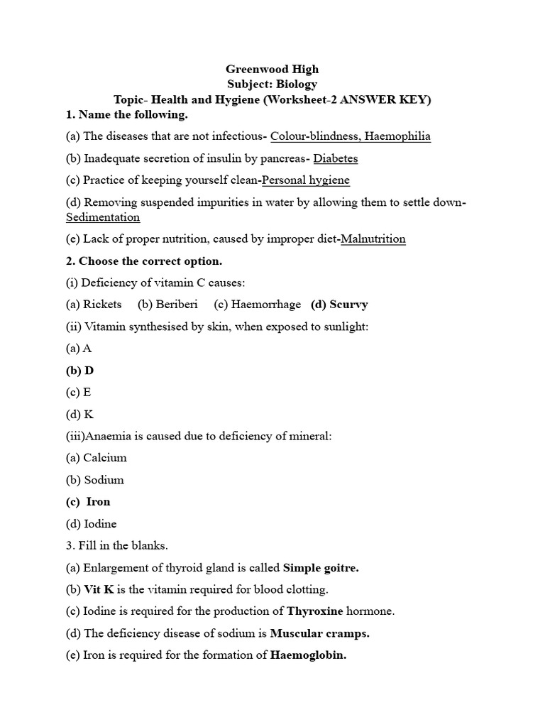 Health & Hygiene ws 2 AK | PDF Health & Hygiene ws 2 AK | PDF