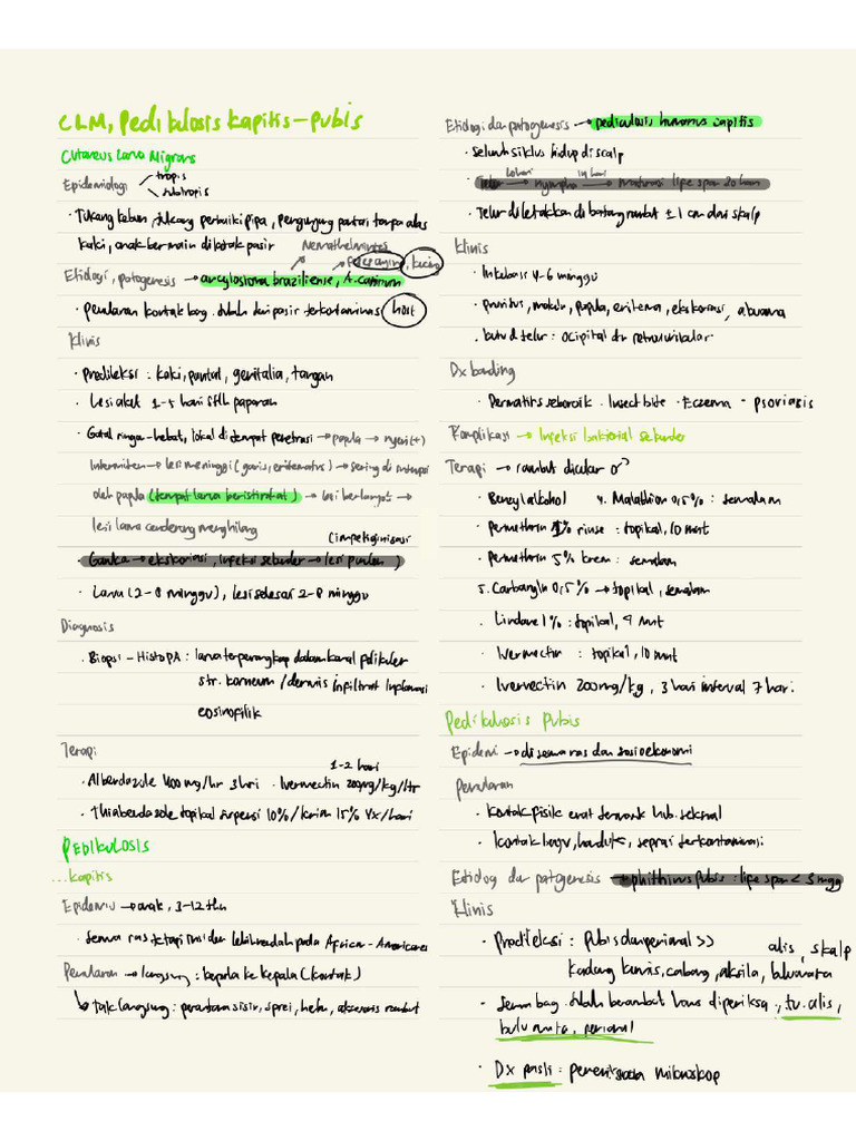 CLM, Pedikulosis, DKI, Dihidrosis, Filaris, DLL | PDF
