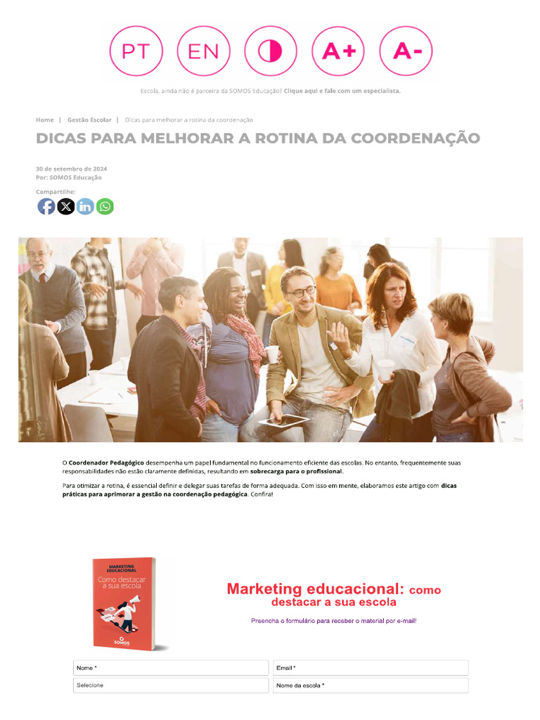 Como Melhorar A Rotina Da Coordenação Pedagógica | PDF