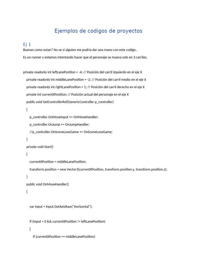 Ejemplos de codigos de proyectos | PDF